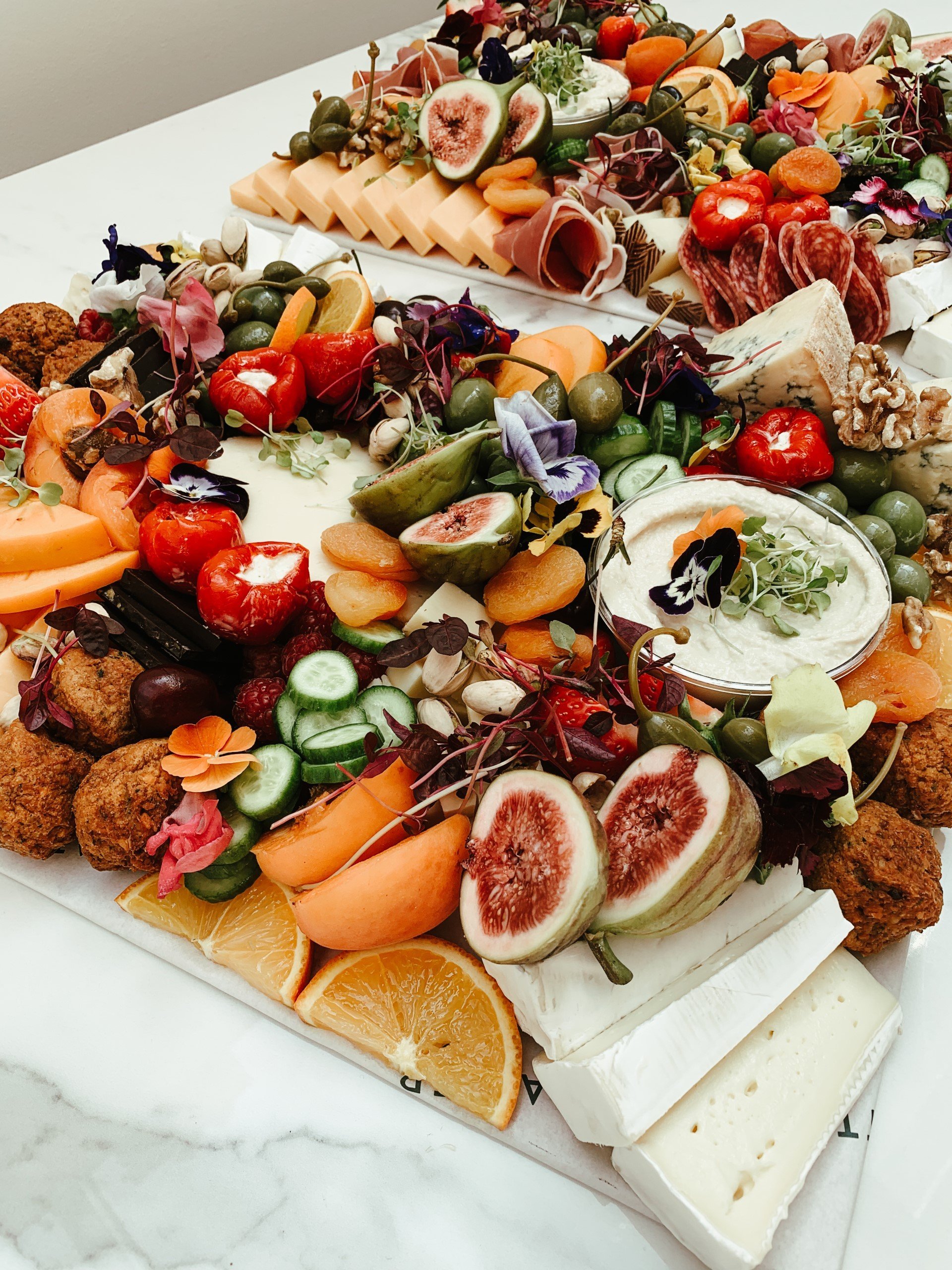 Small Vegetarian Grazing Platter with Crackers and Baguette - Feeds 7