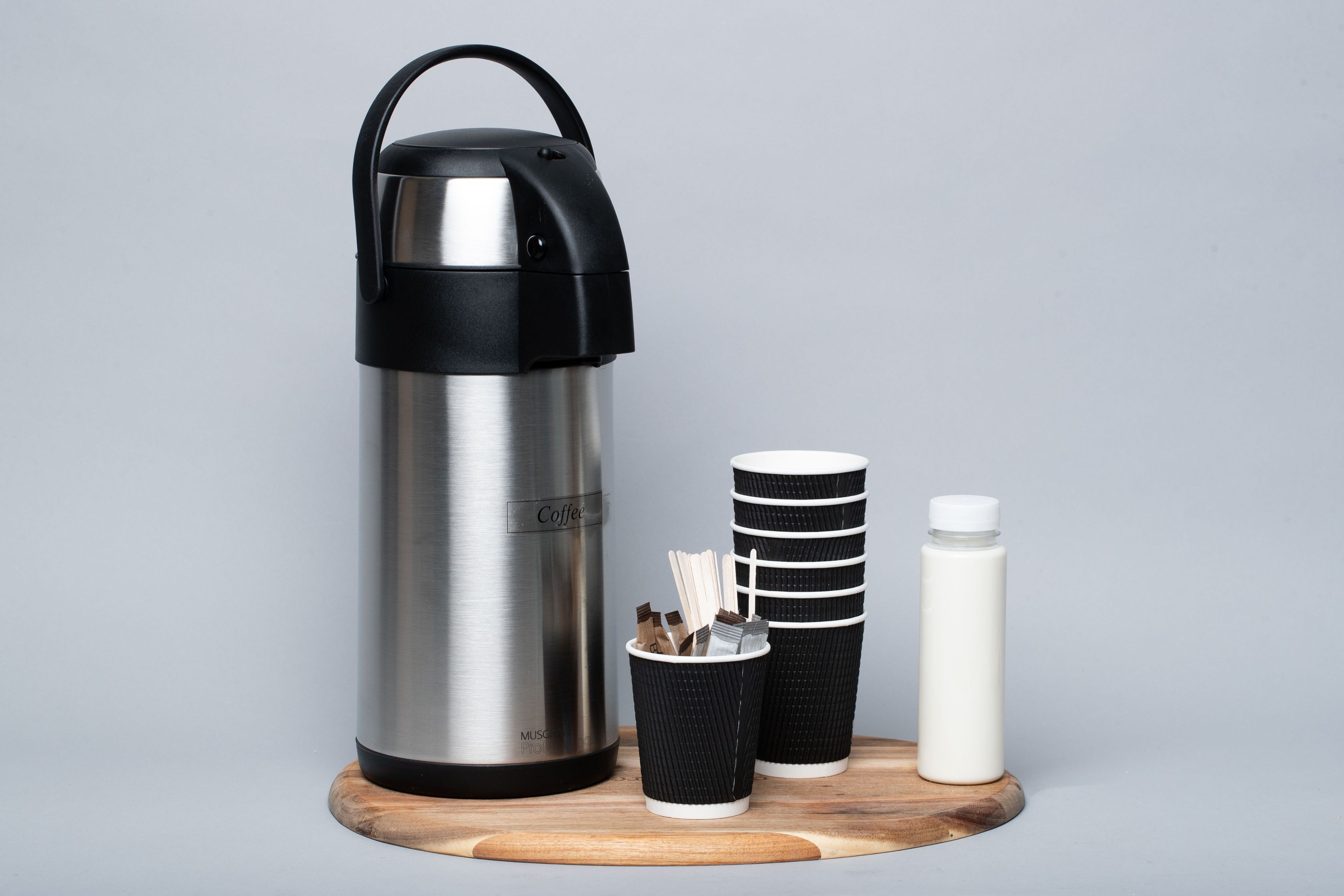 Flask of coffee, milk & sugar