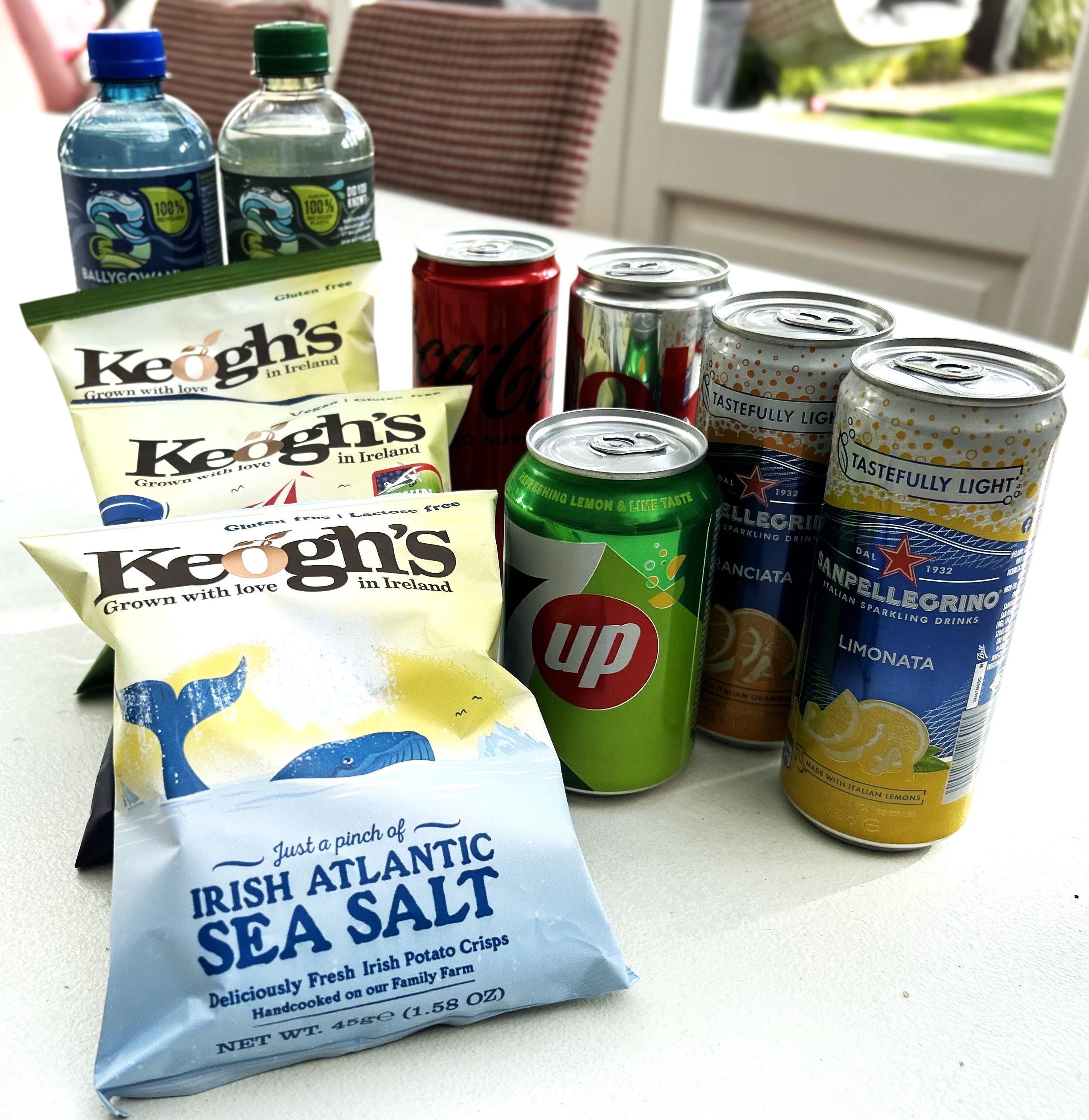 Water, soft drinks and crisps