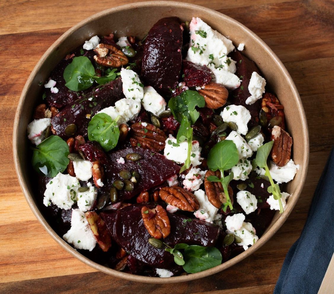 Roasted beetroot, goats cheese, pumpkin seeds, cranberries, caramelised ...